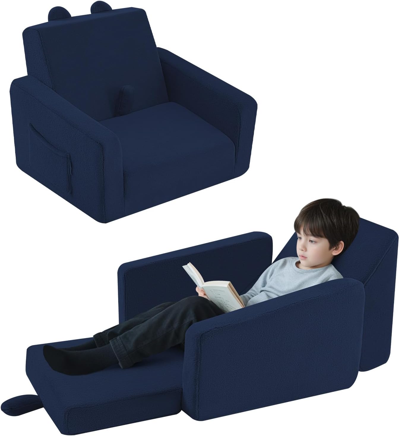 Amazon.com: MeMoreCool Folding Toddler Chair, Cmofy Plush Fold Out Kids ...