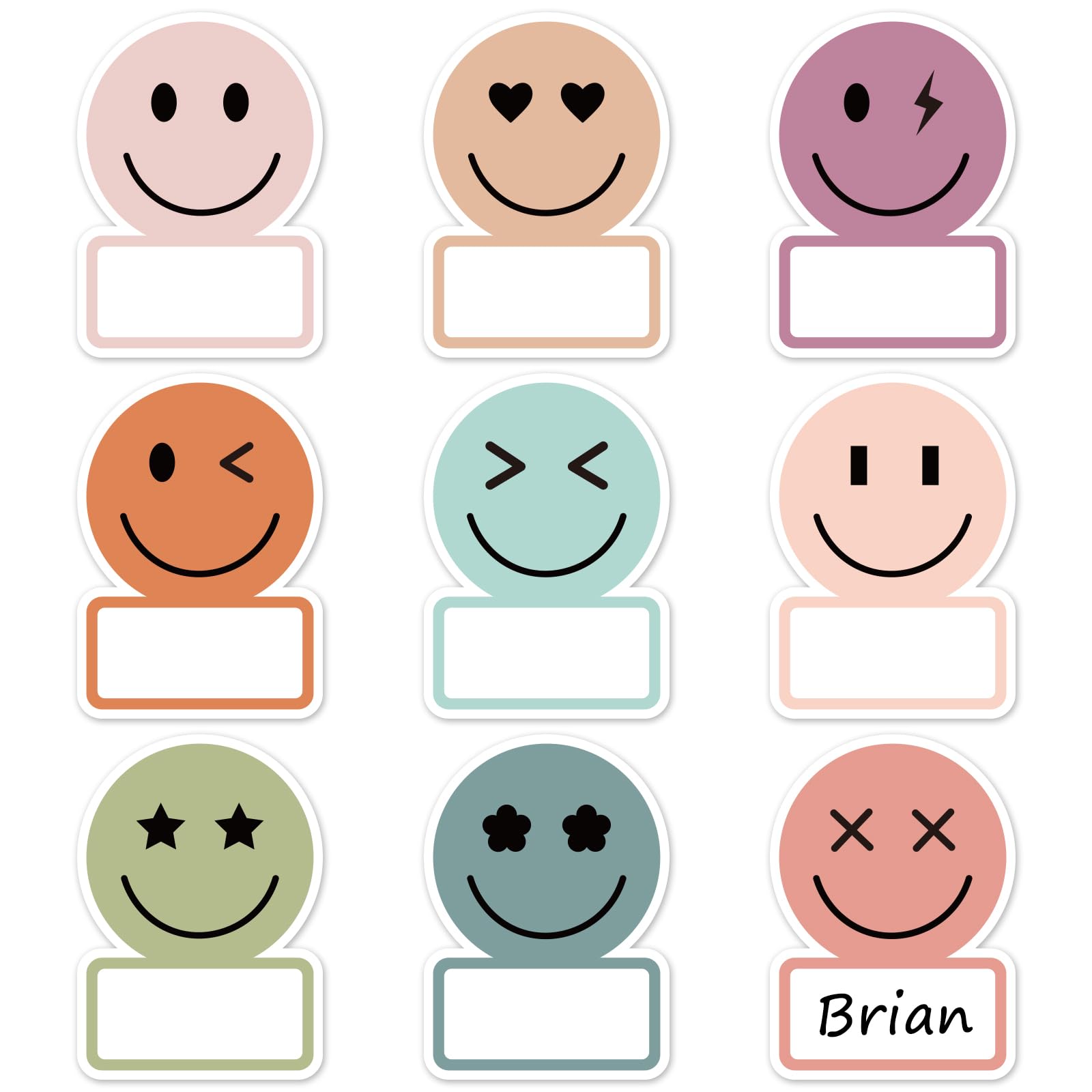 Amazon.com: Whaline 135Pcs Boho Smile Face Name Tag Stickers 9 Designs ...