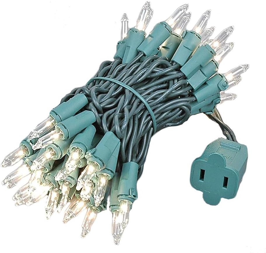 Amazon.com: PREXTEX 50 Count Clear Christmas Tree Lights with Green ...