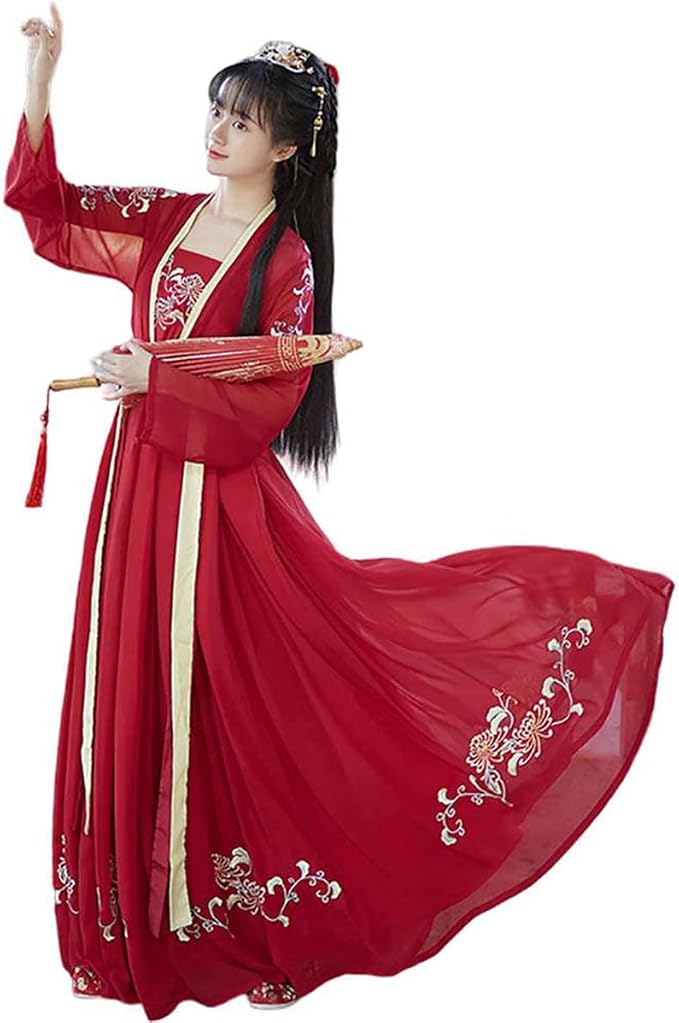 Amazon.com: Women's Traditional Embroidery Hanfu Duijin Qiyao Ruqun ...