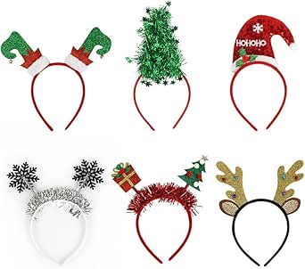 Amazon.com: Vocoliday 6Pcs Christmas Headbands Elf Party Boots Hats ...