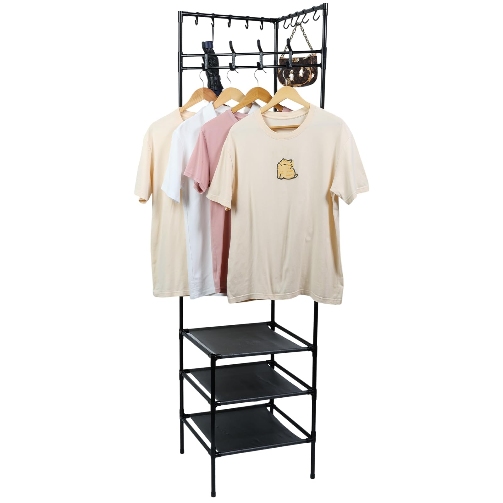 Corner Coat Rack, Corner Hall Tree Freestanding Coat Rack with 3 Tier ...