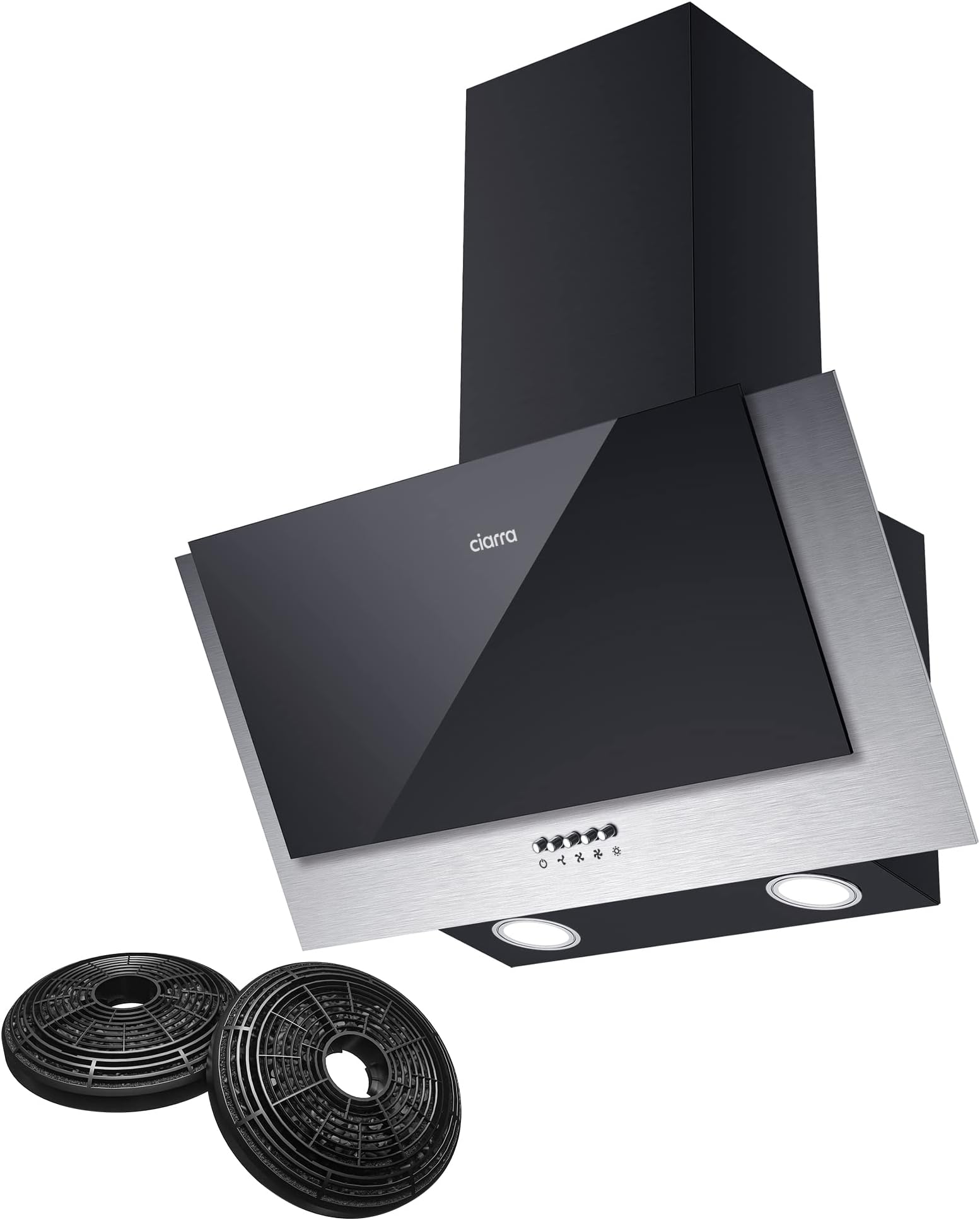 CIARRA CBCB6736C Angled Cooker Hood 60cm with CBCF002X2 Carbon Filters ...