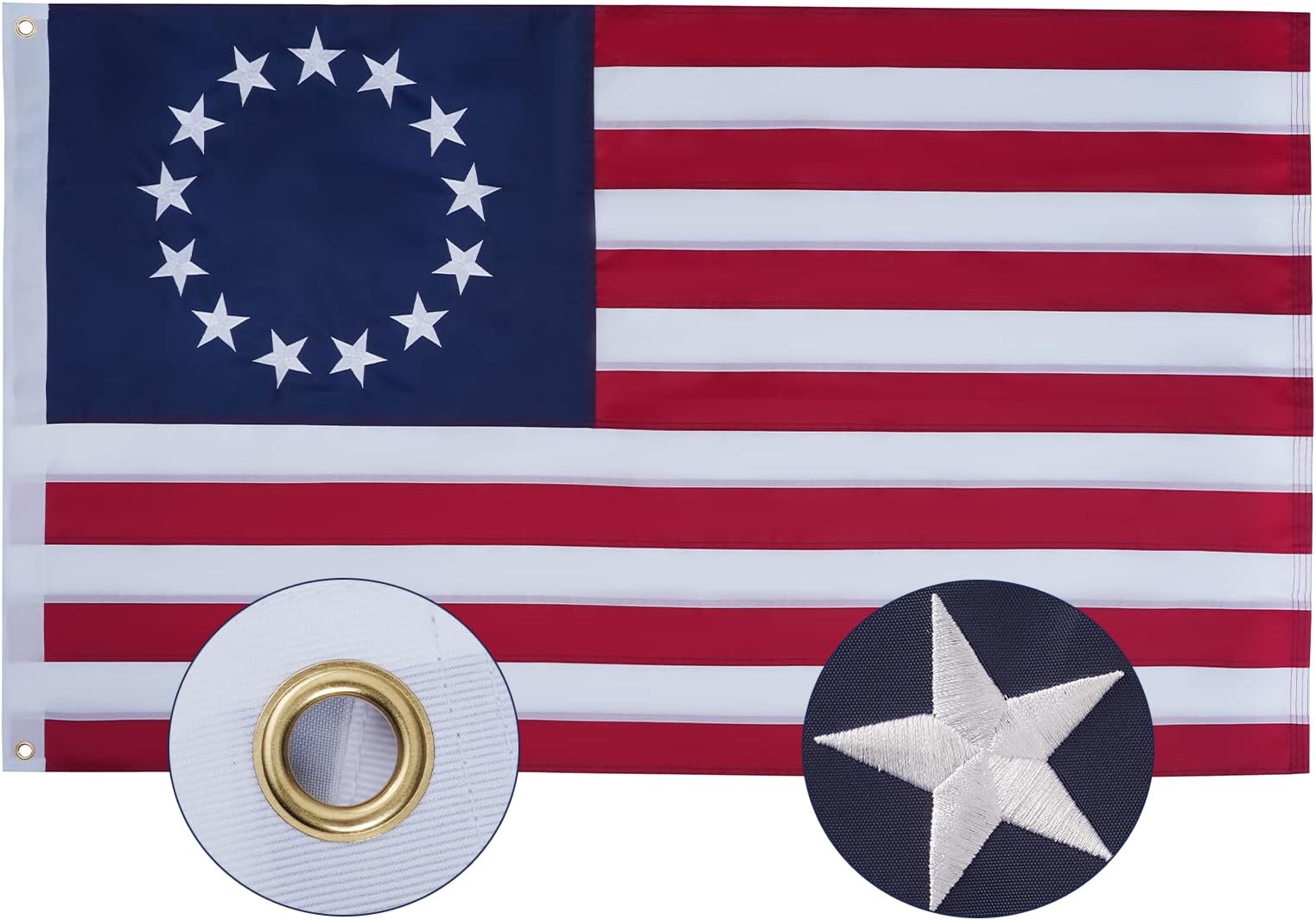 Amazon.com : Betsy Ross Flags 3x5 Outdoor Made in USA-13 Colonies ...