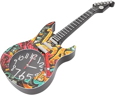 Amazon.com: goodtime Guitar Clock, Black & Gold, Modern, Silent Clock ...