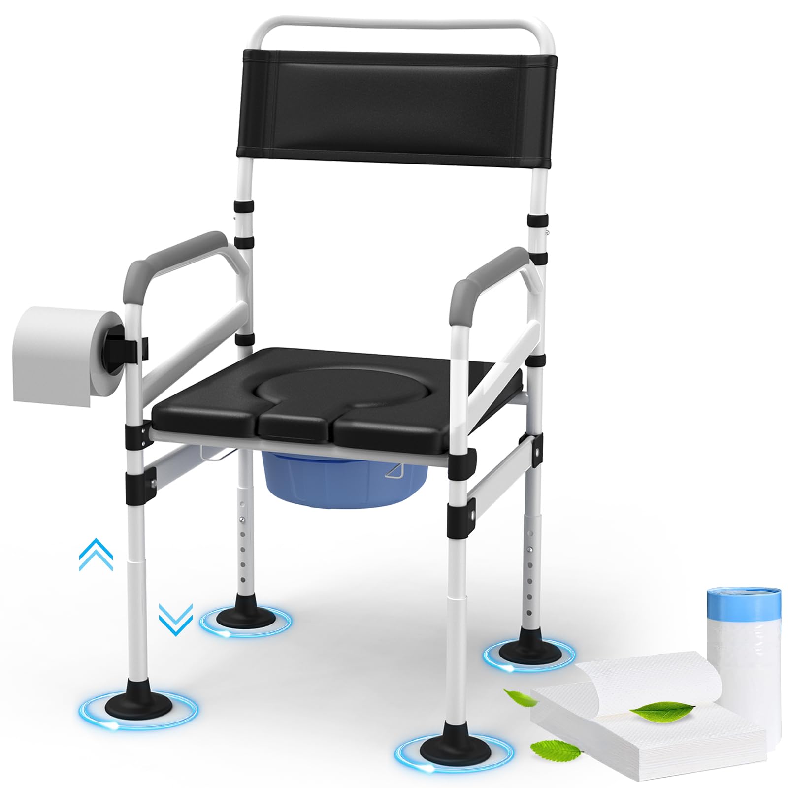 Amazon.com: 4 in1 Bedside Commode Chair for Seniors Heavy Duty Raised ...