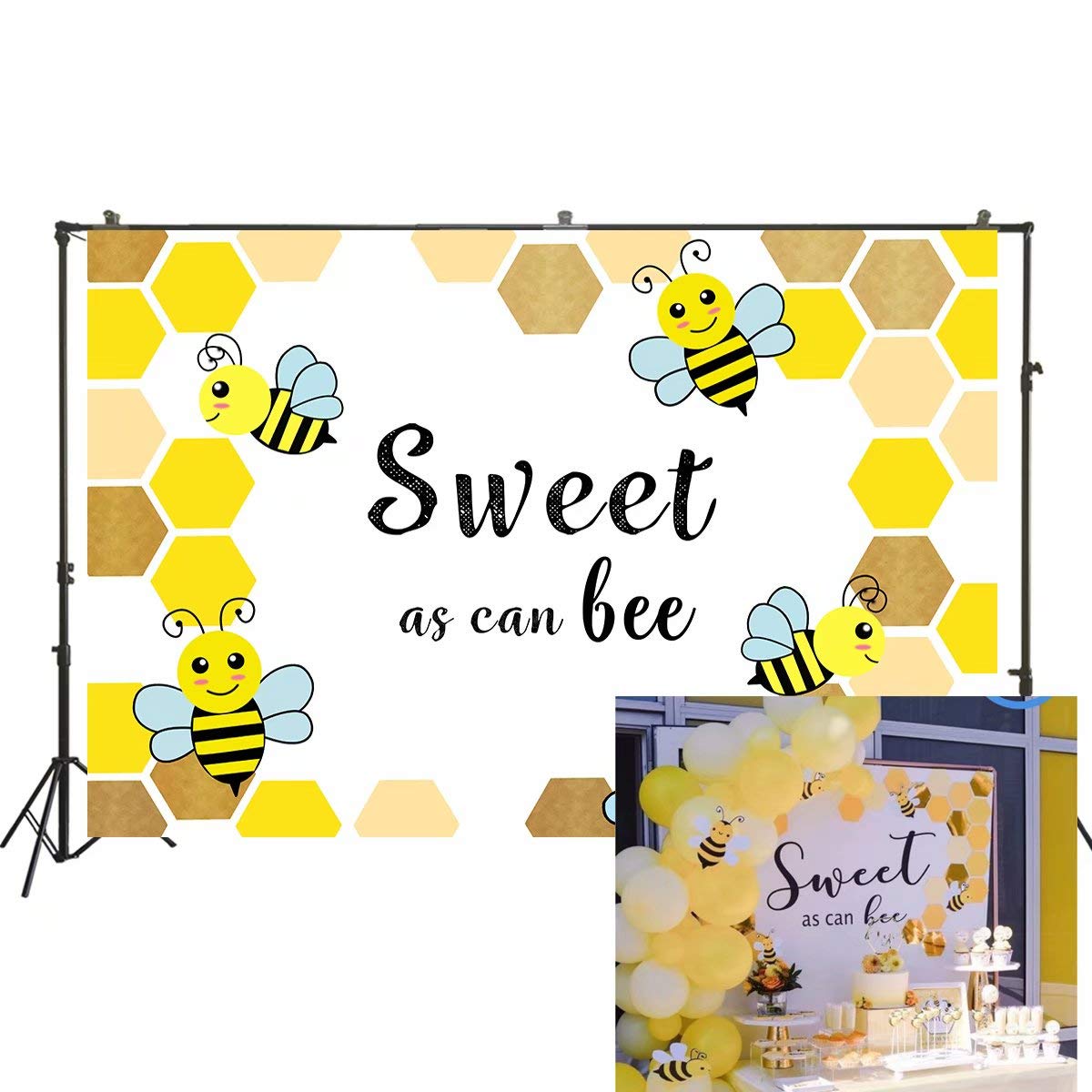Buy NIVIUS PHOTO Sweet as Can Bee Backdrop 7x5ft Bee Theme Honeycomb ...