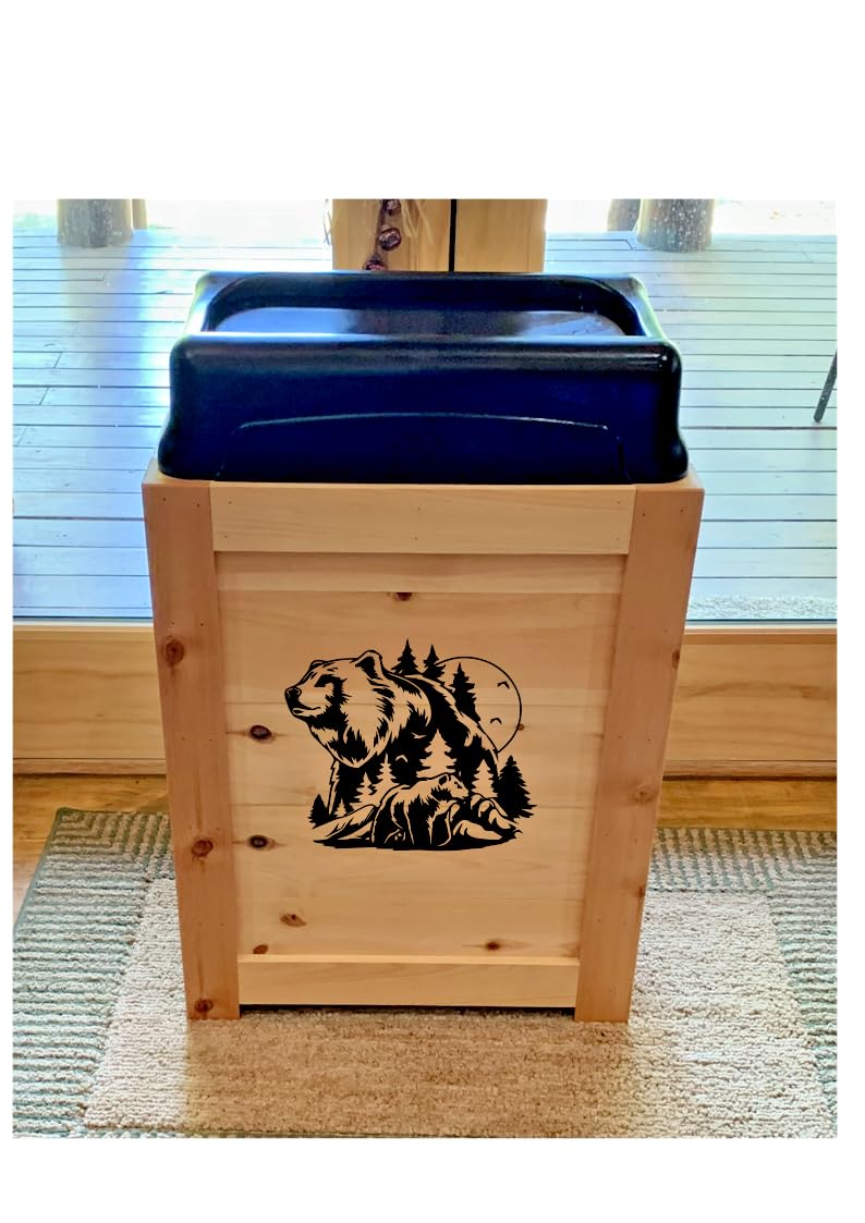 Amazon.com: New Rustic Bear Wood Kitchen Trash BIN Garbage CAN 33 GAL ...