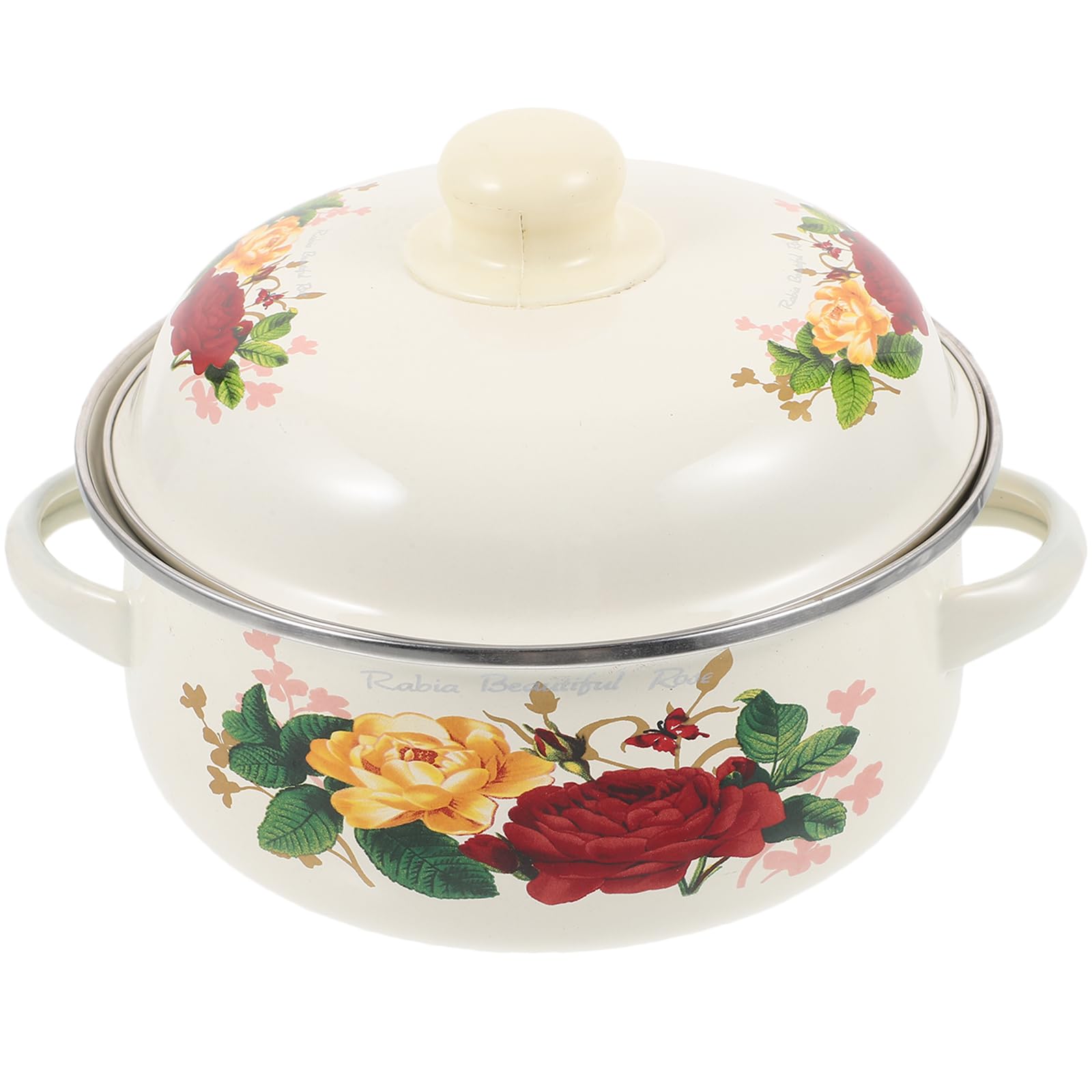 Amazon.com: SHOWERORO Vintage Enamel Stockpot with Lid Binaural Soup ...