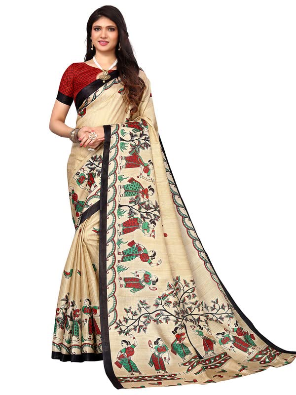 SICHI Women's Knit Khadi Saree (2718S831N_Beige2) : Amazon.in: Fashion
