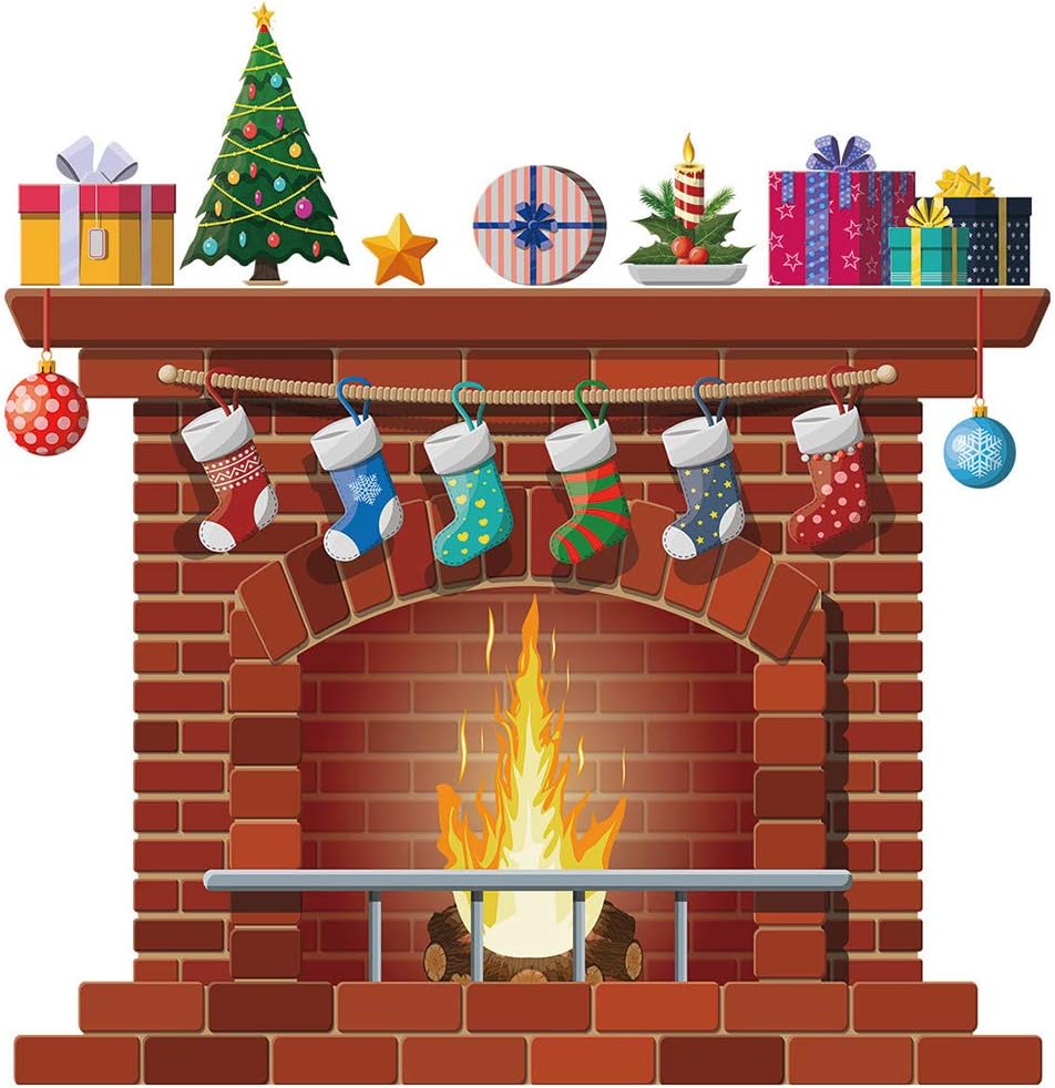 Amazon.com: BEIJIALY Christmas Fireplace Wall Decals, DIY Home Decor ...