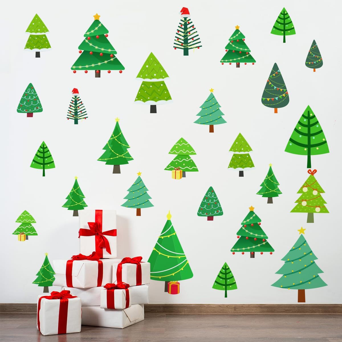 Amazon.com: 43.3 x 42.12 Inch Christmas Tree Wall Decals Christmas Tree ...