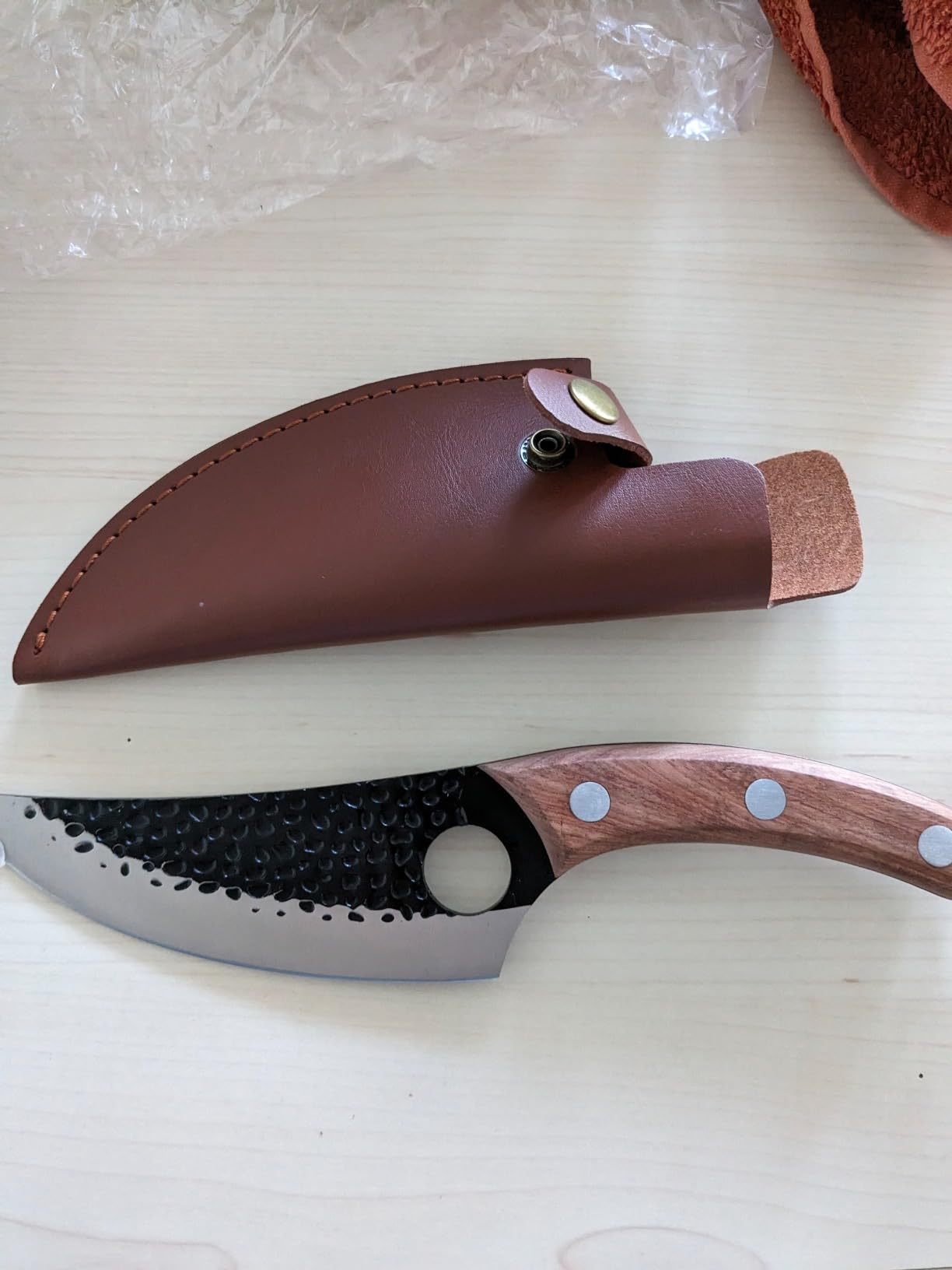 ZQD 6-Zoll Japanisches Messer mit Lederhülle,Geschmiedetes Kochmesser ...