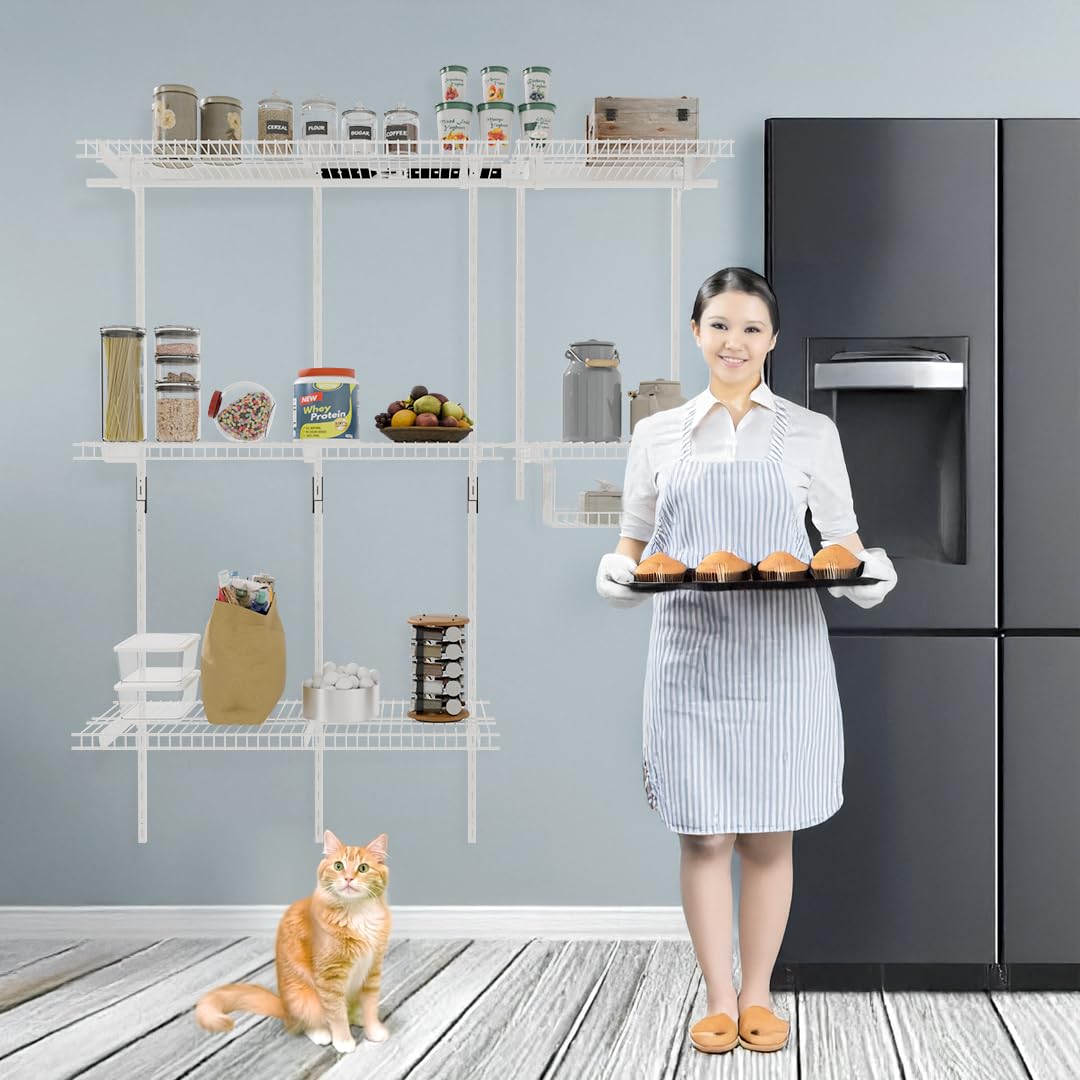 Amazon.com: SOH DESIGN Premium 4 to 7 FT White Wire Closet Organizer ...