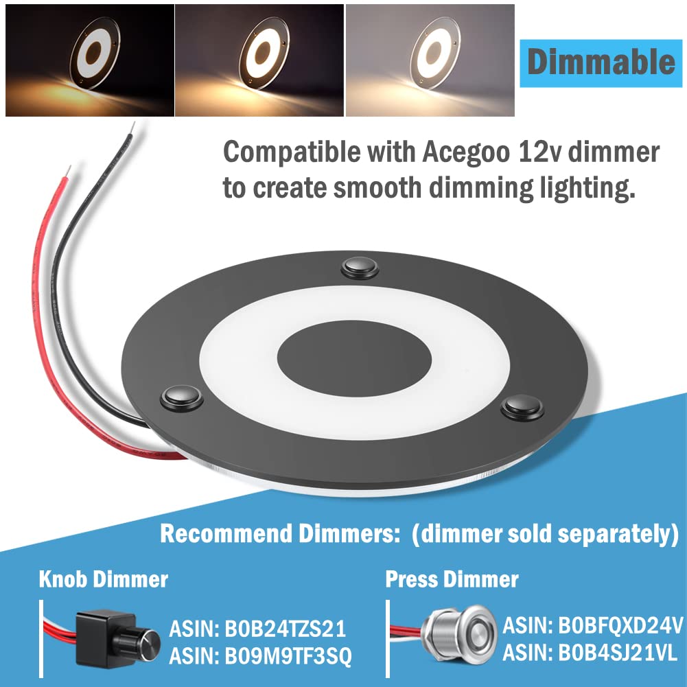 Snapklik.com : Acegoo 12V LED Ceiling Dome Light, 12V Acrylic Disk ...