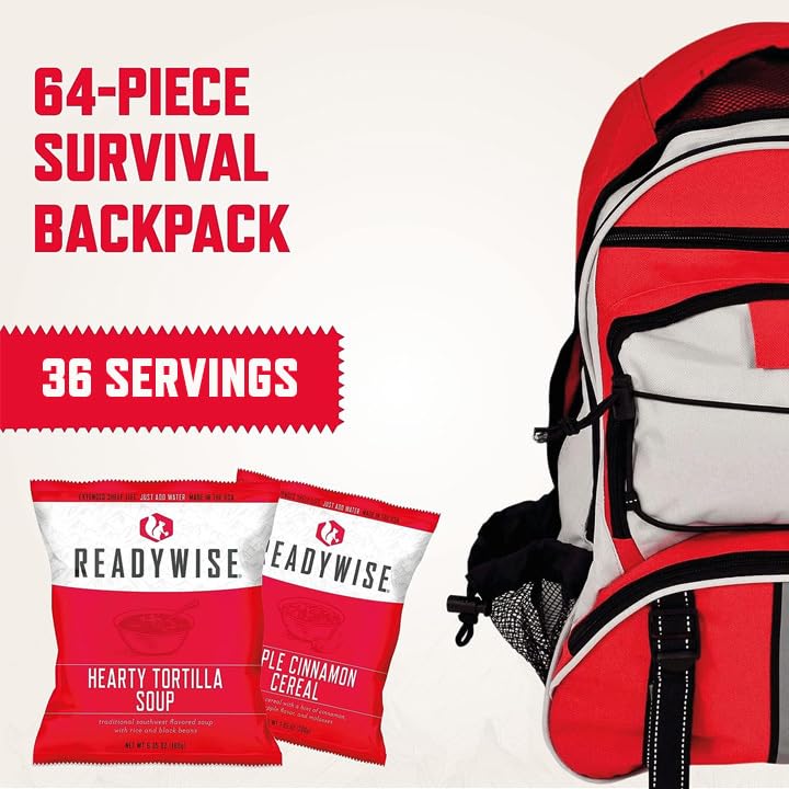 Snapklik.com : 64-Piece Emergency Survival Backpack, Bug-Out Bag Freeze ...