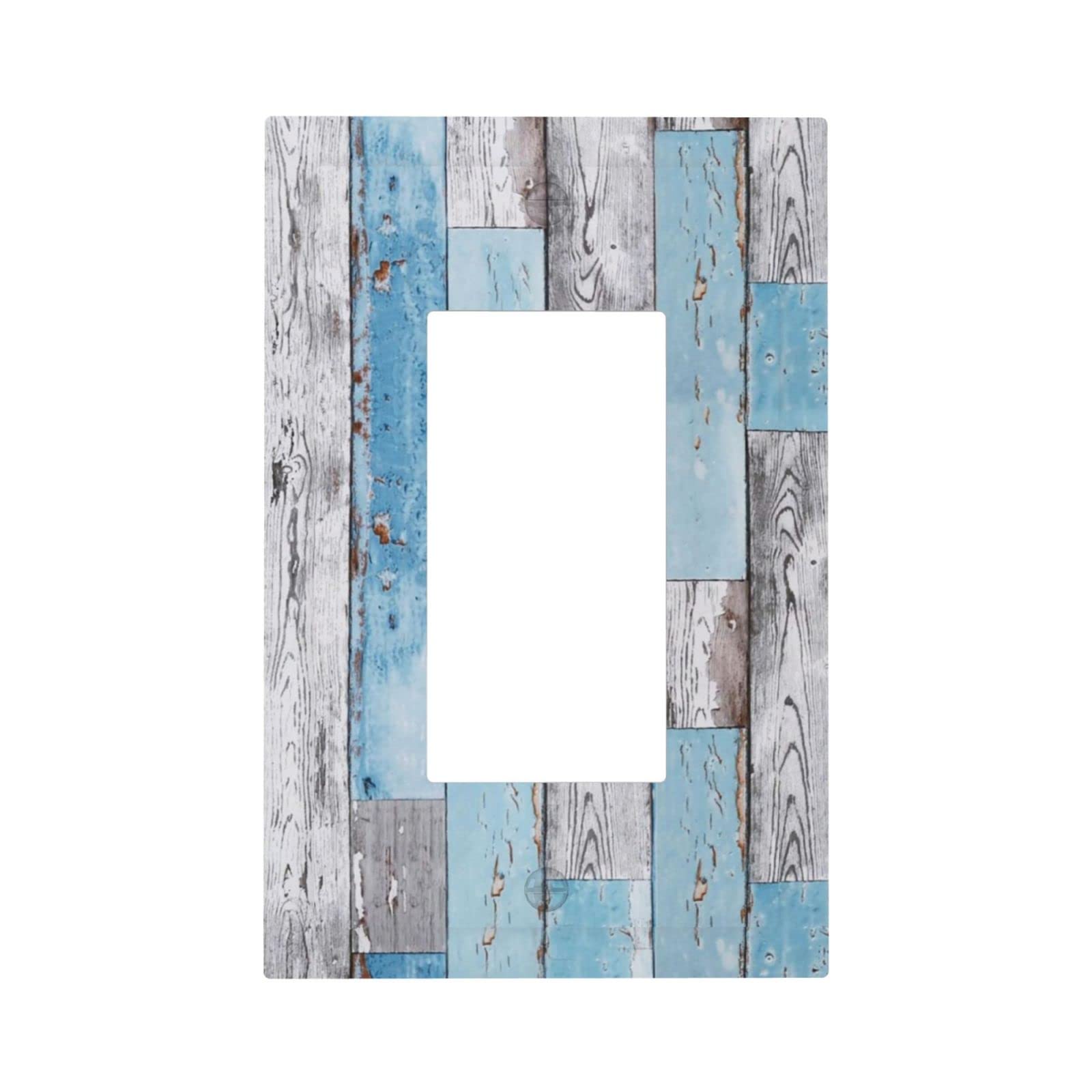 Blue Distressed Wood Plank 1 Gang Electrical Outlet Cover Single ...