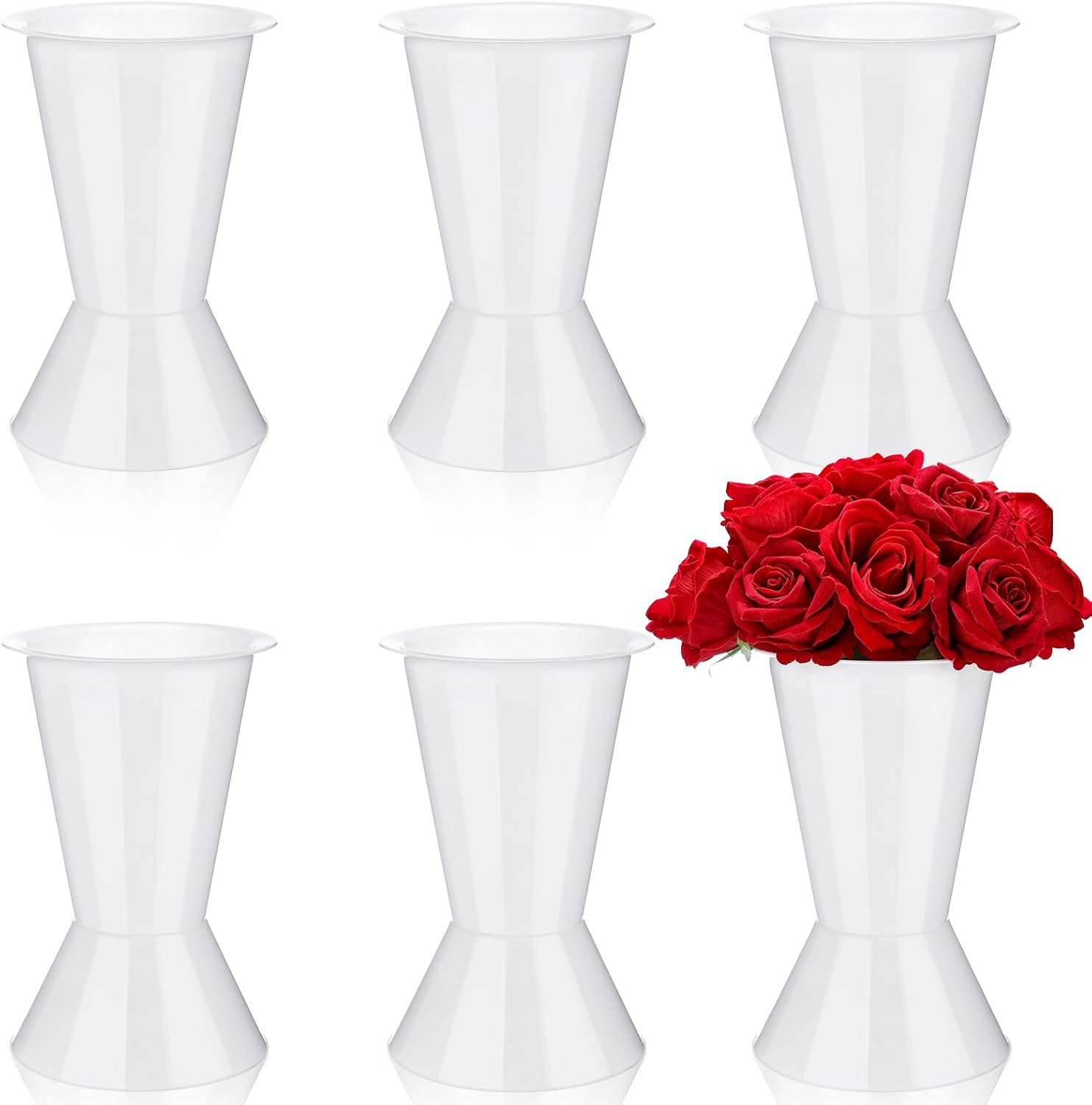 Amazon.com: Beeveer 6 Pack Plastic Flower Bucket 11.8 Inch Tall Vase ...