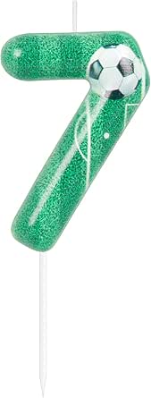 Amazon.com: Hongplus Green Soccer 7th Birthday Candles Number 7 Candle ...