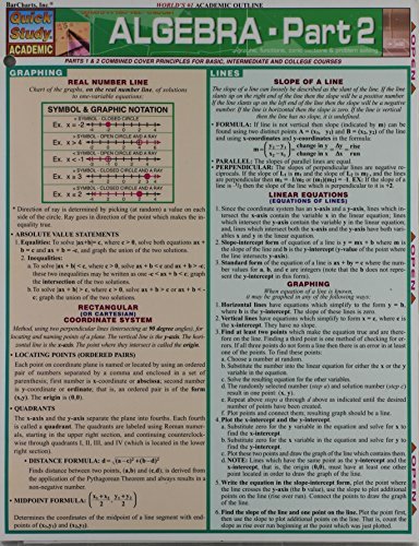 Algebra Part 2 (Quickstudy Reference Guides - Academic) by Inc ...
