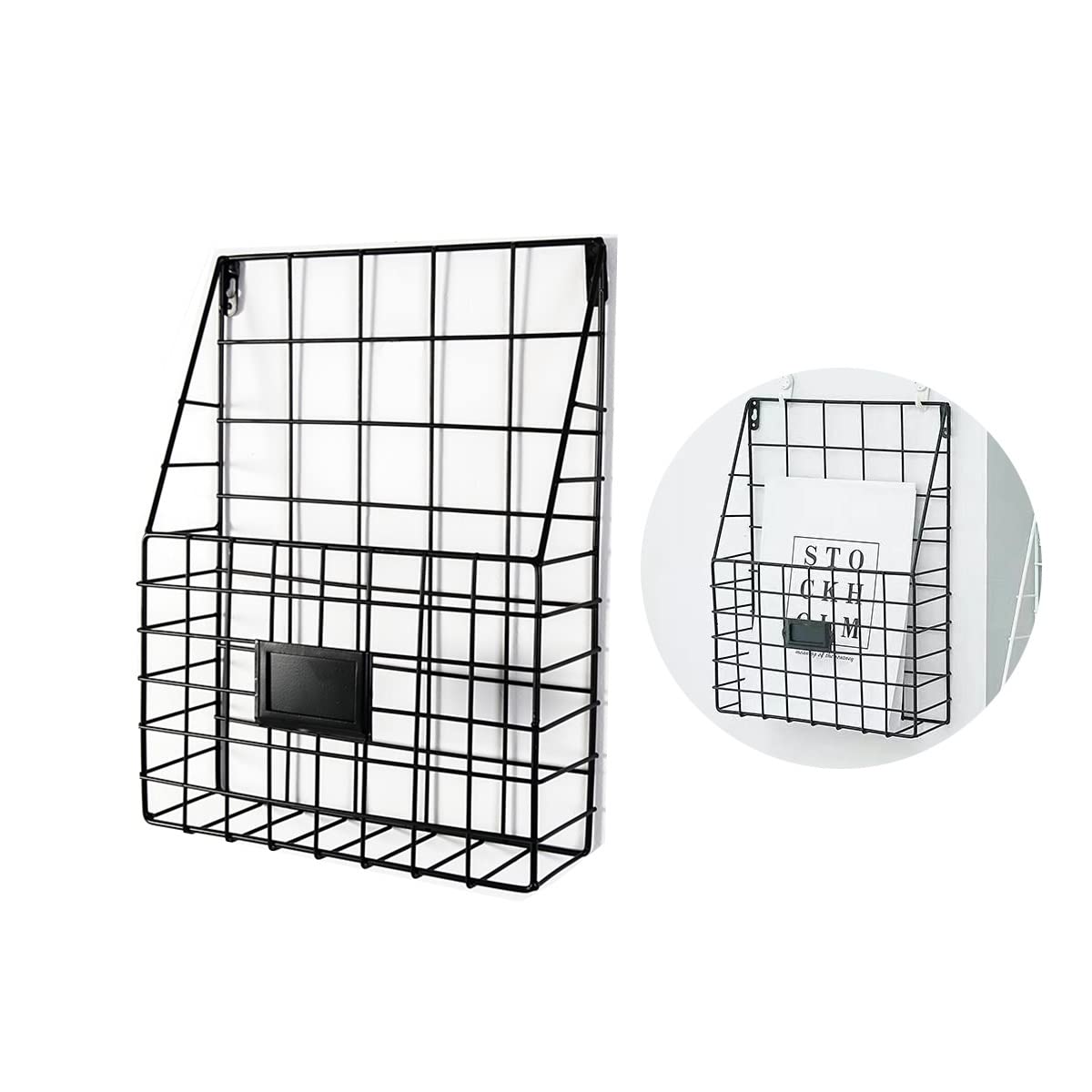 Hanging Wall File Rack 1Pack Office Hanging Magazine Rack Metal Mail ...