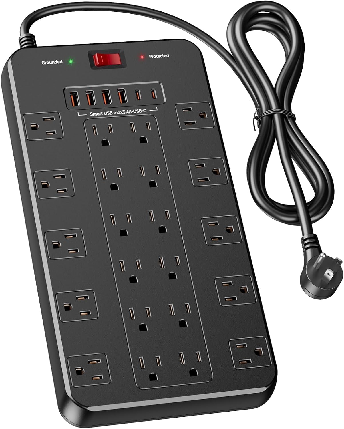 Amazon.com: Surge Protector Power Strip-15 Widely Spaced Outlets and 4 ...
