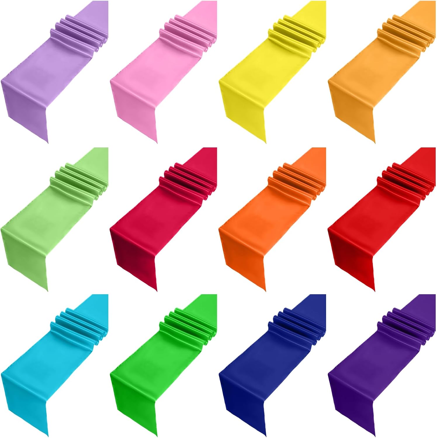 Amazon.com: IANFAN 12 Pack Satin Table Runners, 12 x 108 Inch Multi ...
