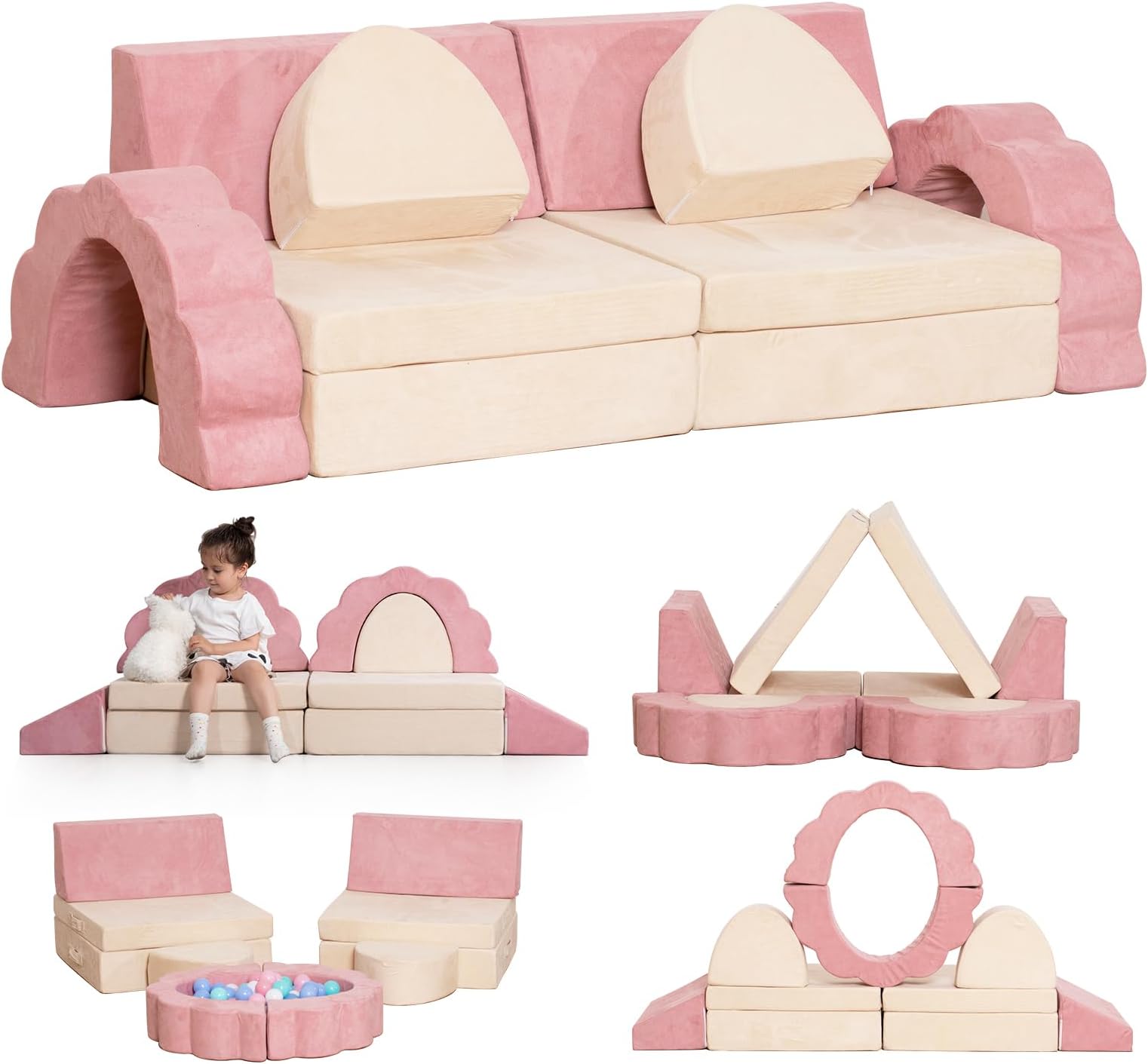 Amazon.com: HAHASOLE Kids Couch 12PCS, Toddler Couch Modular Kids Couch ...