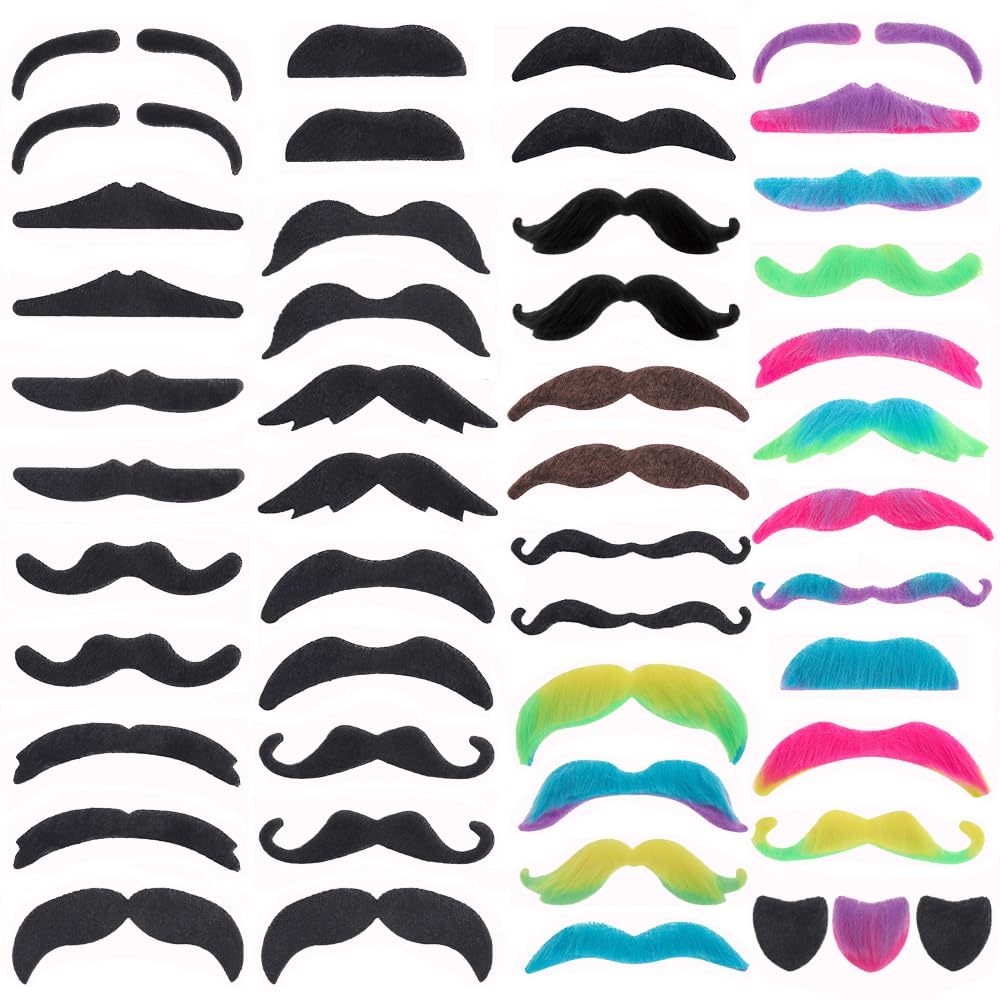 Amazon.com: Parceria 48 Pcs Fake Mustache, Colorful and Varied Styles ...