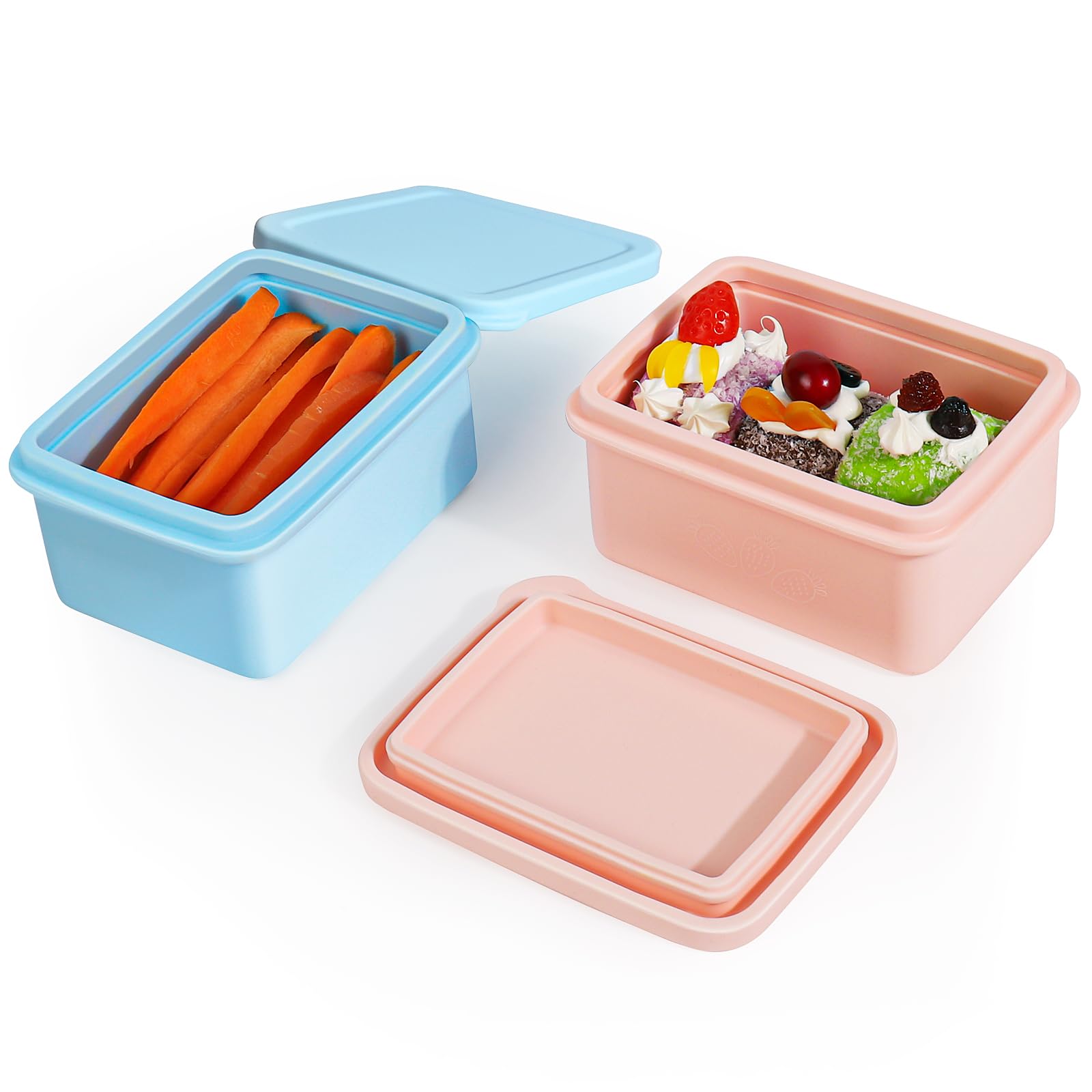 Amazon.com: Tanjiae Silicone Snack Containers for Kids, Leak Proof ...