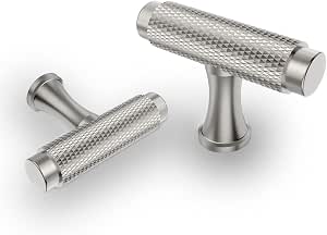9BUILD 10 Pack Brushed Satin Nickel Cabinet Knobs Knurled Kitchen ...