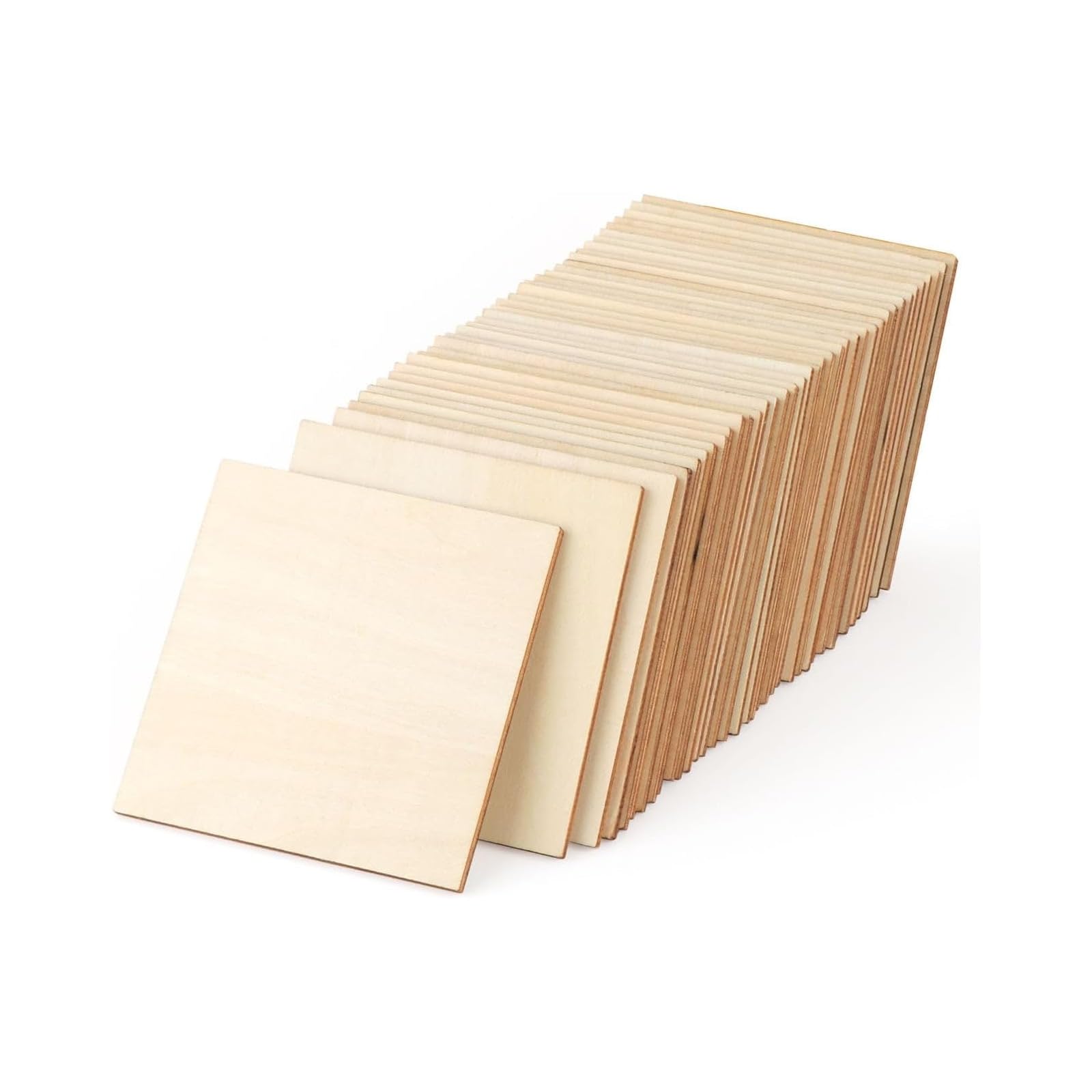 50Pcs Poplar Wood Sheets, 100x100x3mm Natural Slices Wooden Sheets ...