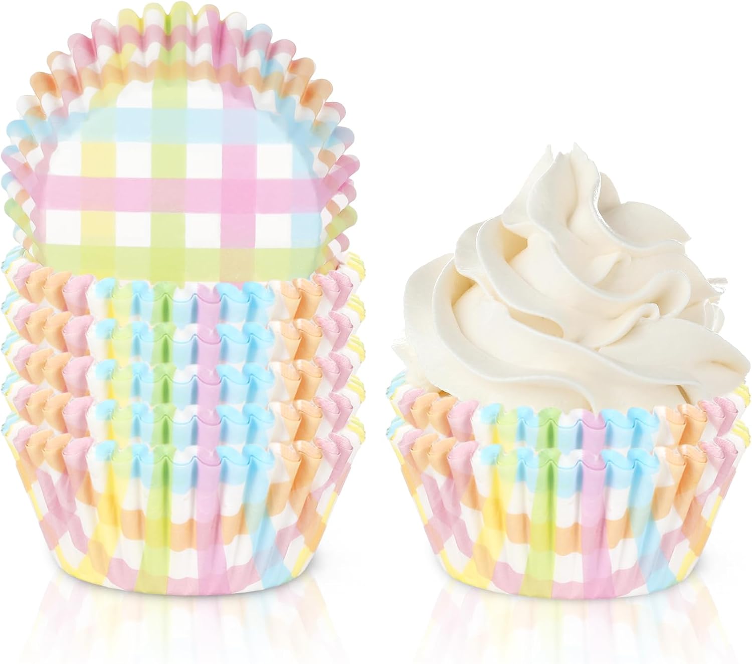Amazon.com: Whaline 300Pcs Pastel Plaid Paper Baking Cups Easter ...