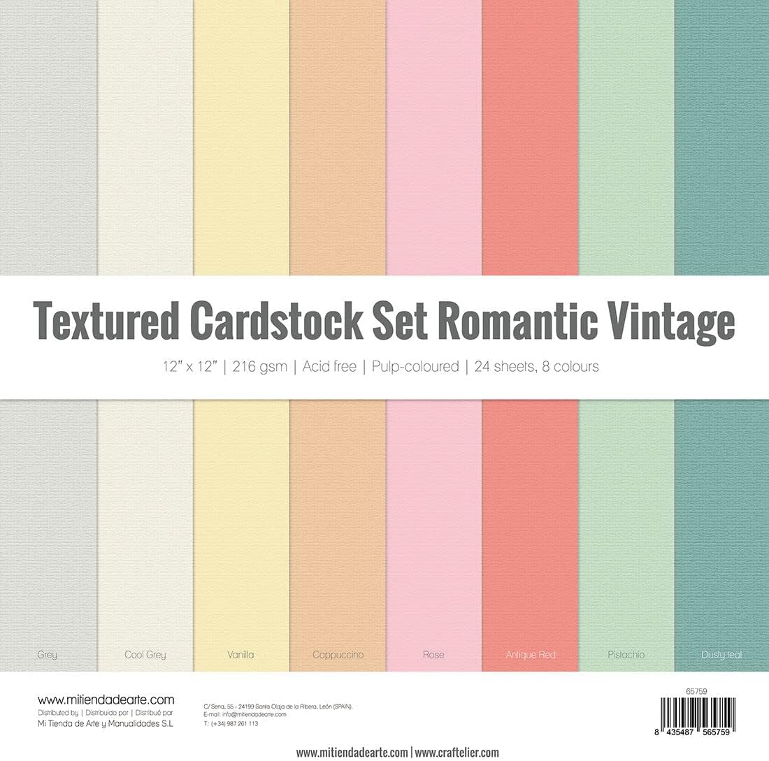 Amazon.com : Craftelier - Cardstock Set Textura Romantic Vintage | Pack ...