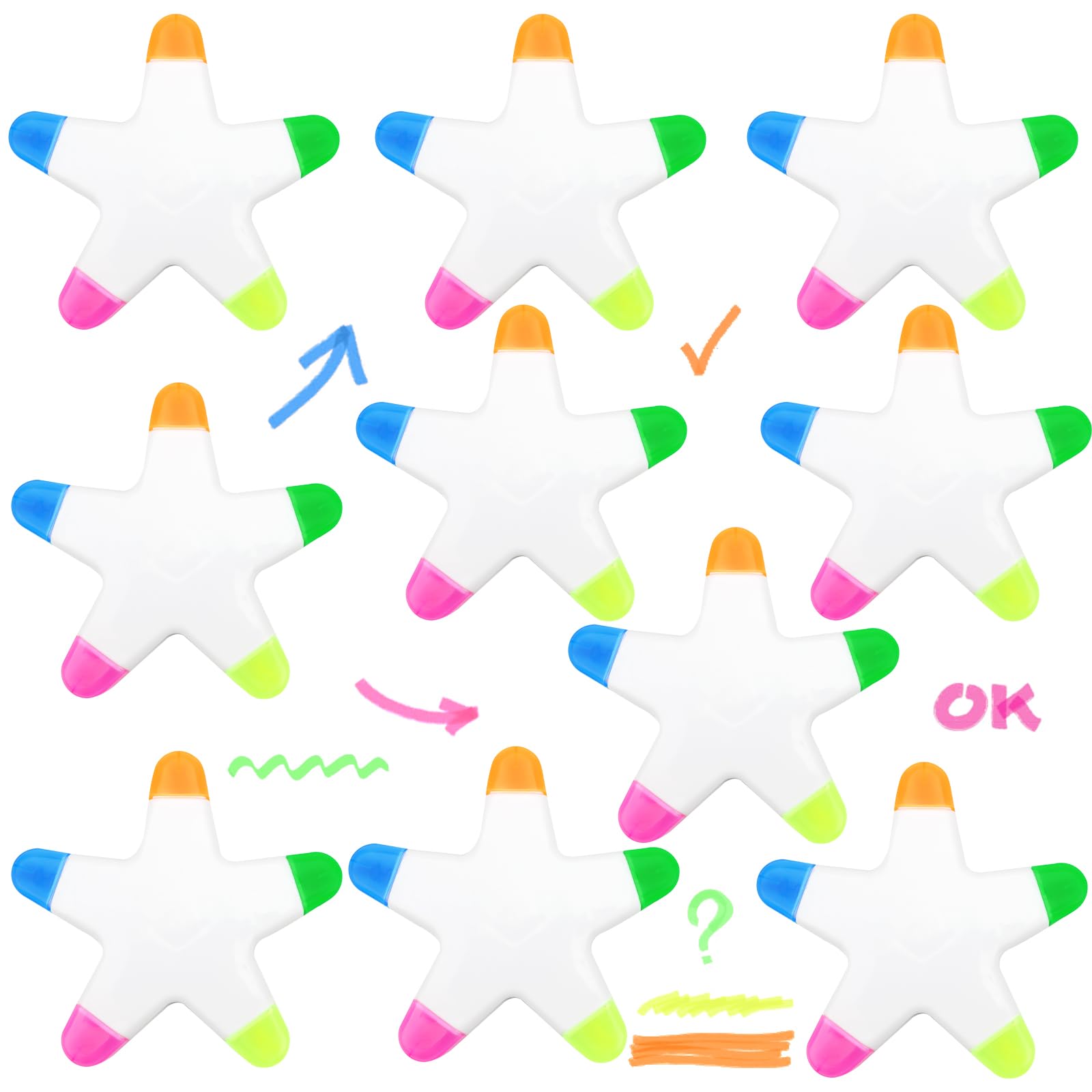 Amazon.com : 10 PCS Star Highlighters Bulk Colorful Highlighters ...