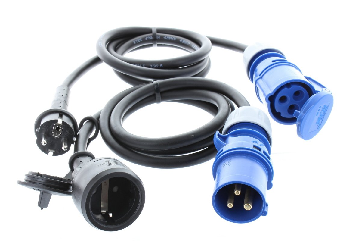 2er Spar-Set Campingstromadapter 16A CEE - Schuko 230V Stromverteiler ...