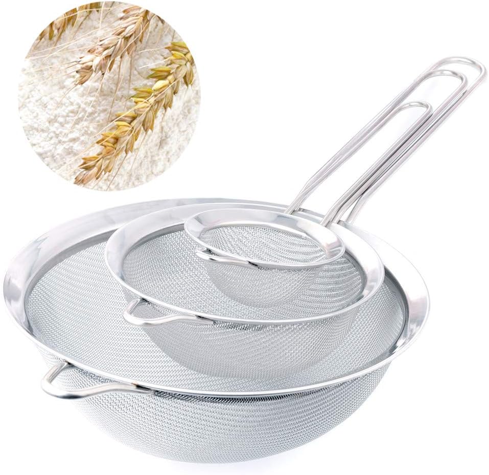 Amazon.com: Kitchen Fine Mesh Strainers, KINMAD 3 Pcs Stainless Steel ...
