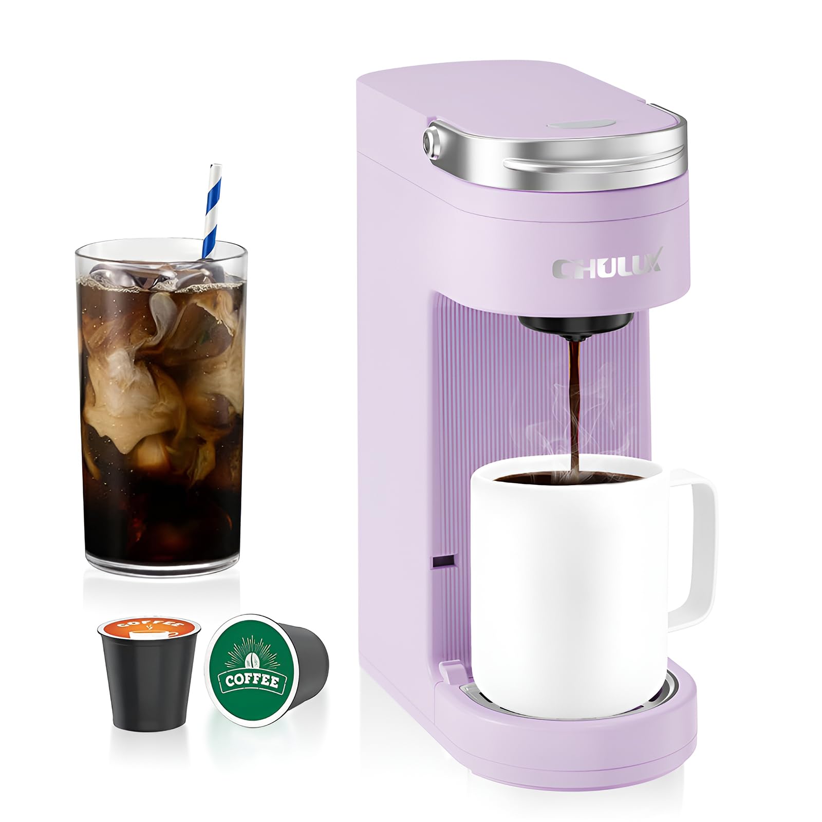 Amazon.com: CHULUX Slim Single Serve Coffee Maker for K Cup Pods, One ...