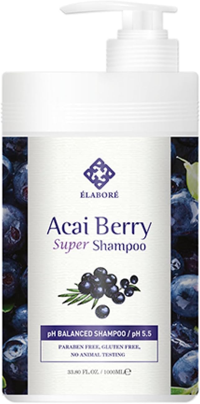 Amazon.com : Elabore Acai Berry Super Hair Shampoo - Sulfate Free 33 ...