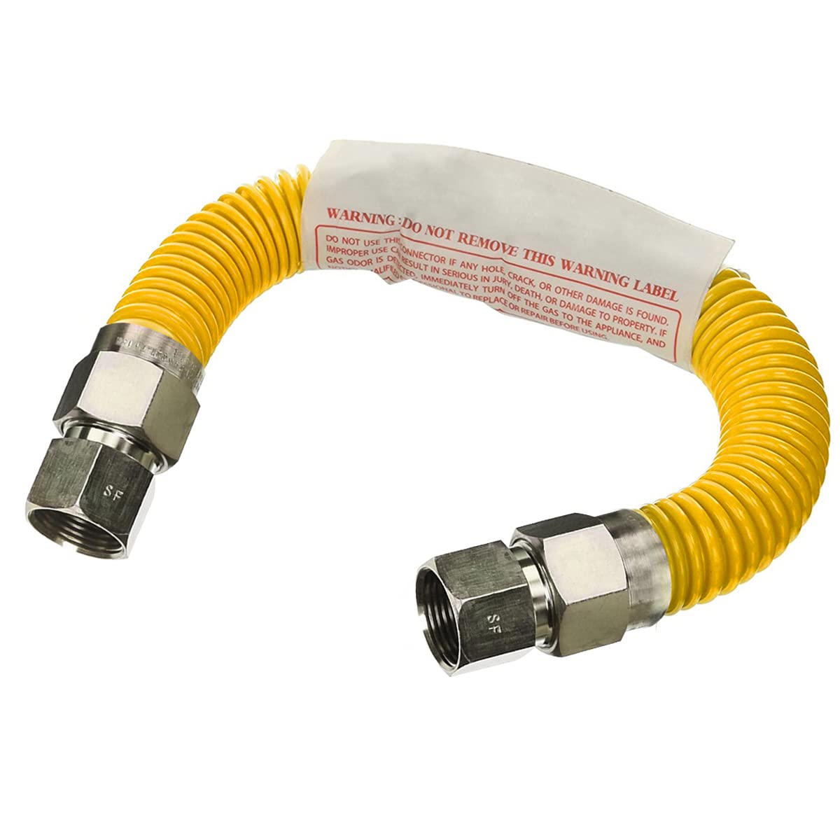 Gas Connector Kit 12 inch Yellow Coated Stainless Steel, 5/8” OD ...