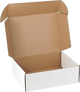 Pack of 5 White Corrugated Cardboard Mailing Boxes, 12" x 9" x 4 ...