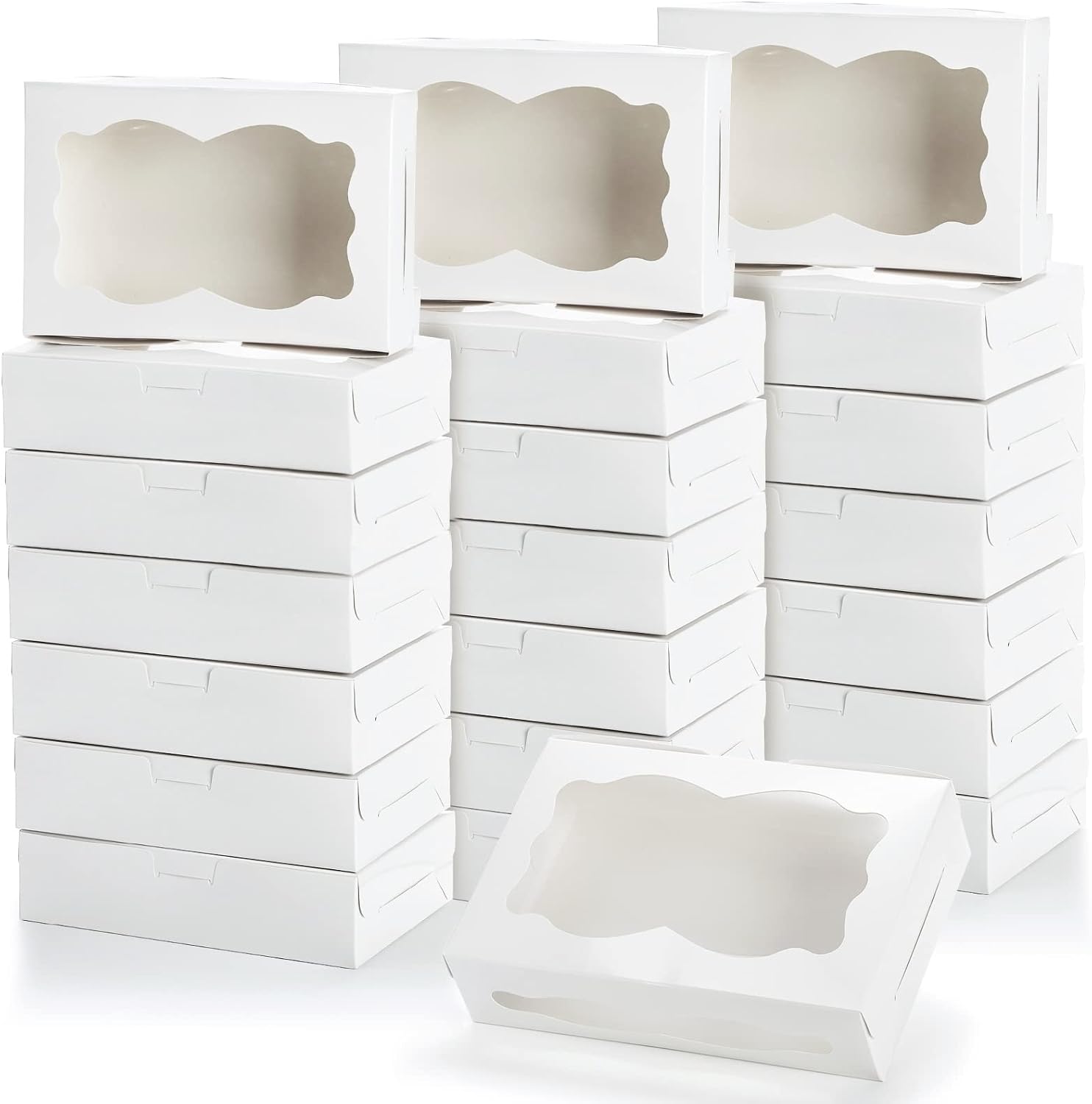 Hiceeden 50 Pack White Cookie Boxes for Gift Giving, 8"×5.4"×2" Bakery ...