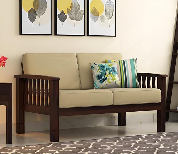 RATANDHARA FURNITURE Solid sheesham Wood Wooden 2 Seater Sofa for ...