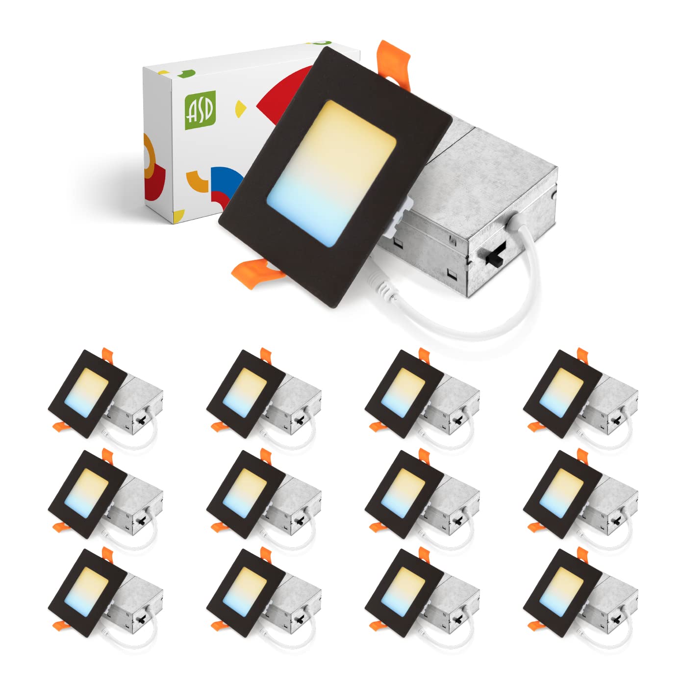 ASD 3 Inch Ultra Thin LED Square Recessed Lighting Oil Rubbed Bronze ...