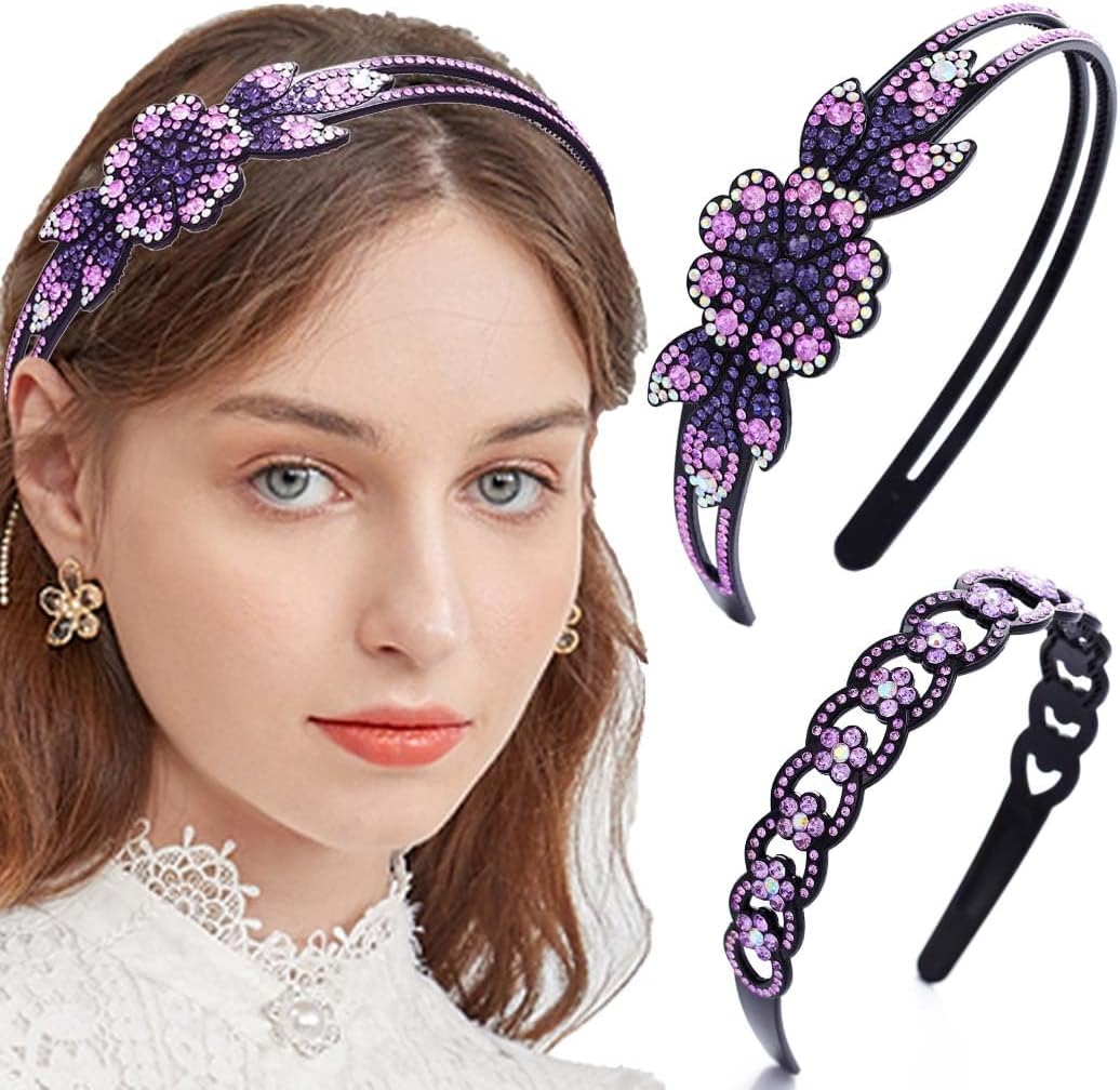 Amazon.com : Coridy Purple Rhinestone Headbands for Women Crystal ...