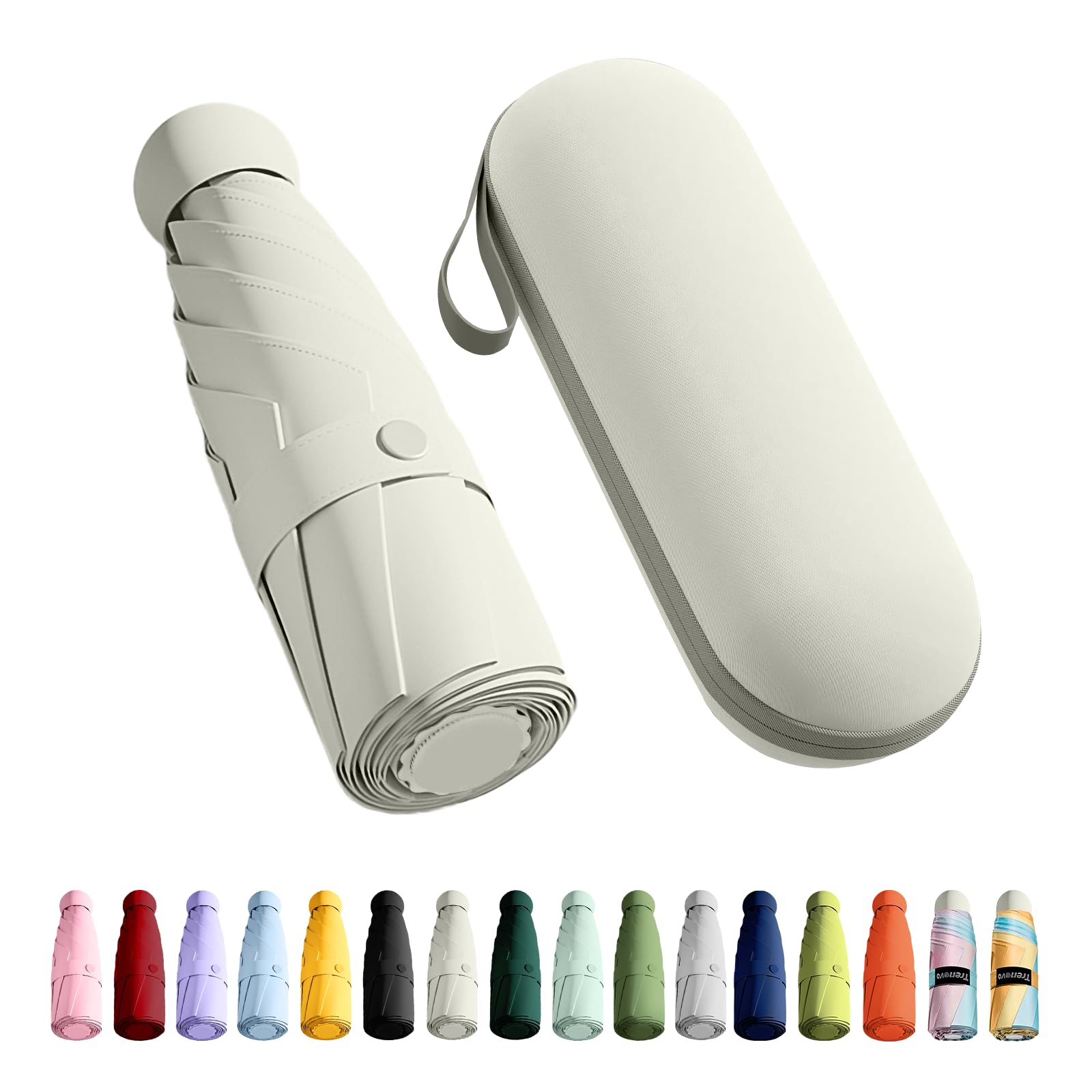 Travel Umbrella - Mini Folding Compact Umbrella with Case, 8 Ribs ...