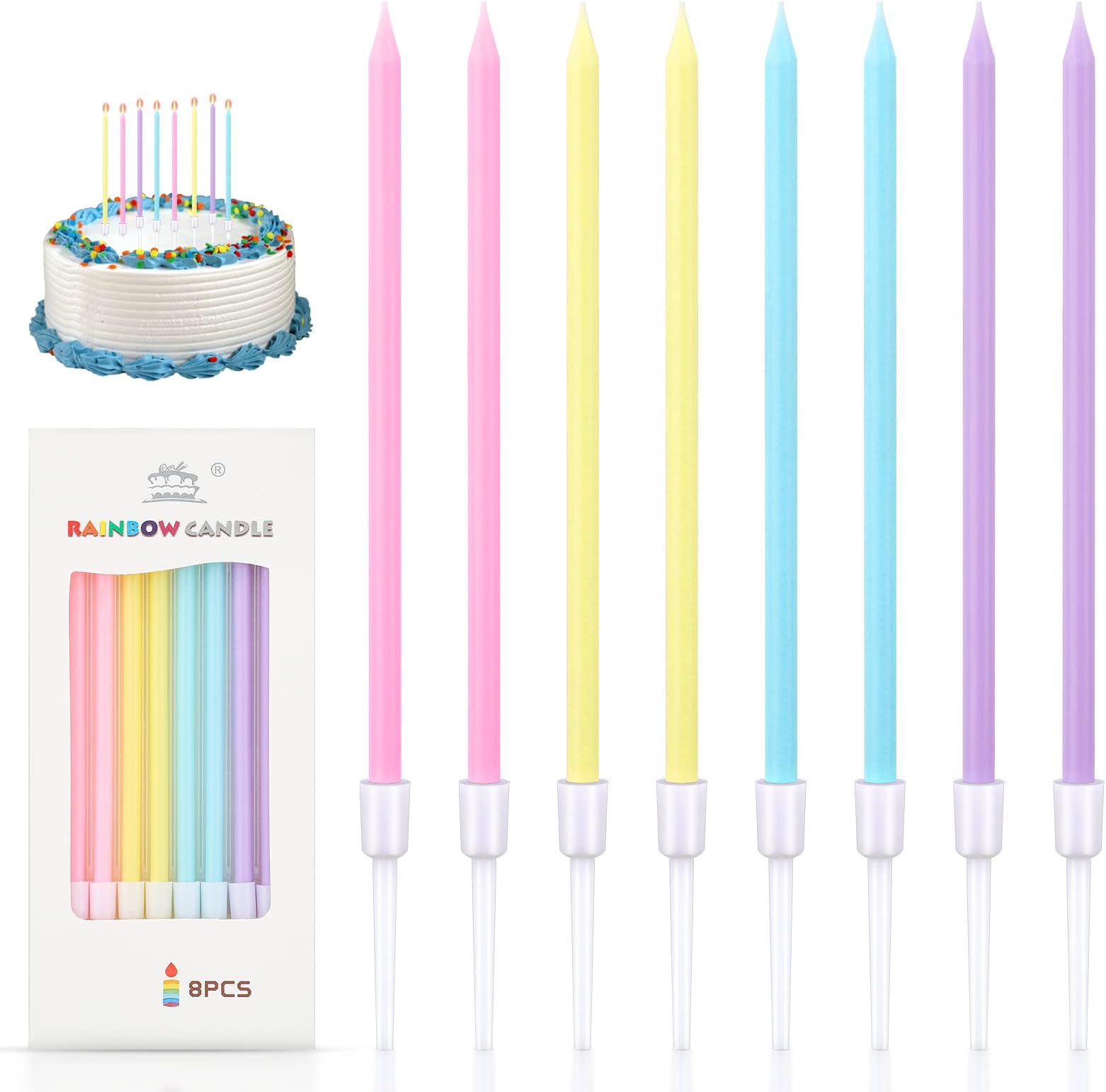 DONQL Birthday Cake Candles, Tall Cake Candles, Long Birthday Candles ...