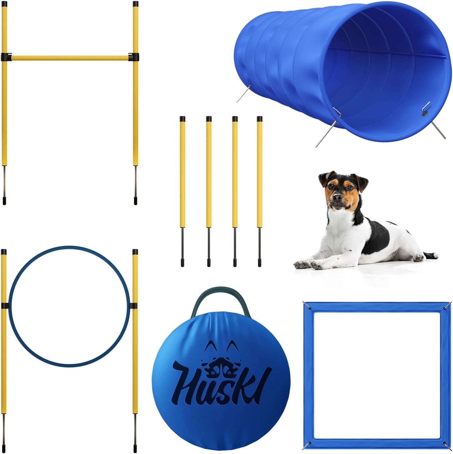 Huskl Agility Set Hunde Klein und Groß aus Tunnel für Hunde, Agility ...