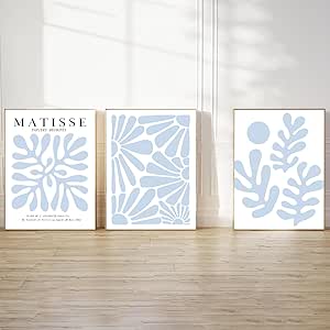 Amazon.com: yulihaz Matisse Abstract Flower Poster Set of 3 Light Blue ...