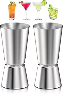 Set of 2 Spirit Measures 25/50ml, 304 Stainless Steel Double Cocktail Jigger, Alcohol Measure ...